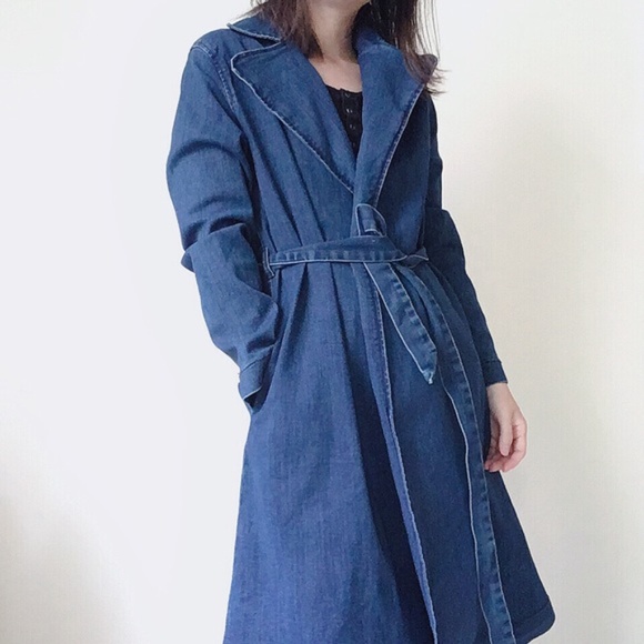 SmilingBear | Jackets & Coats | Nwt Denim Blue Openfront Trench Jacket ...